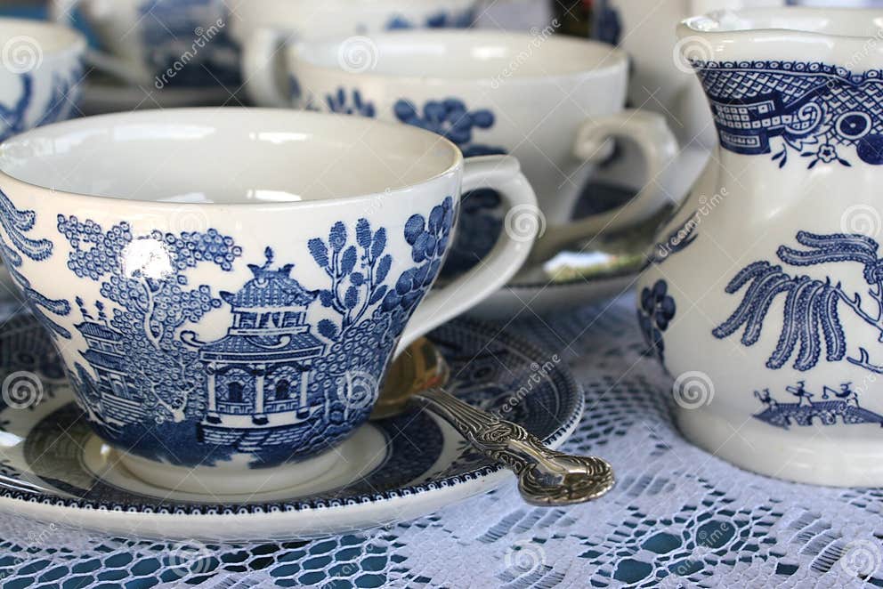 Blue China Tea Set stock photo. Image of beverage, fragile - 377116