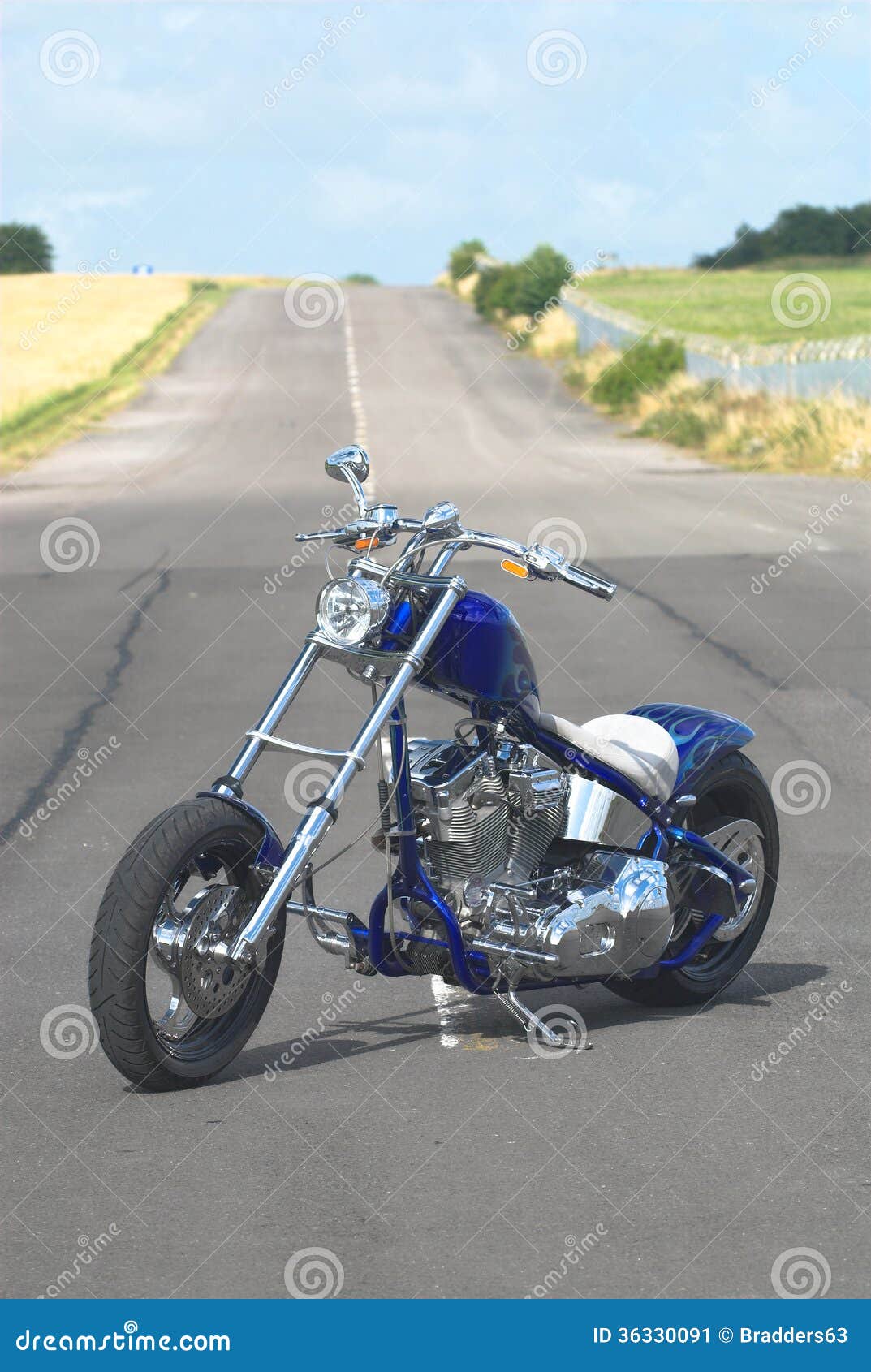 Blue chopper stock image. Image of tyre, chrome, blue - 36330091