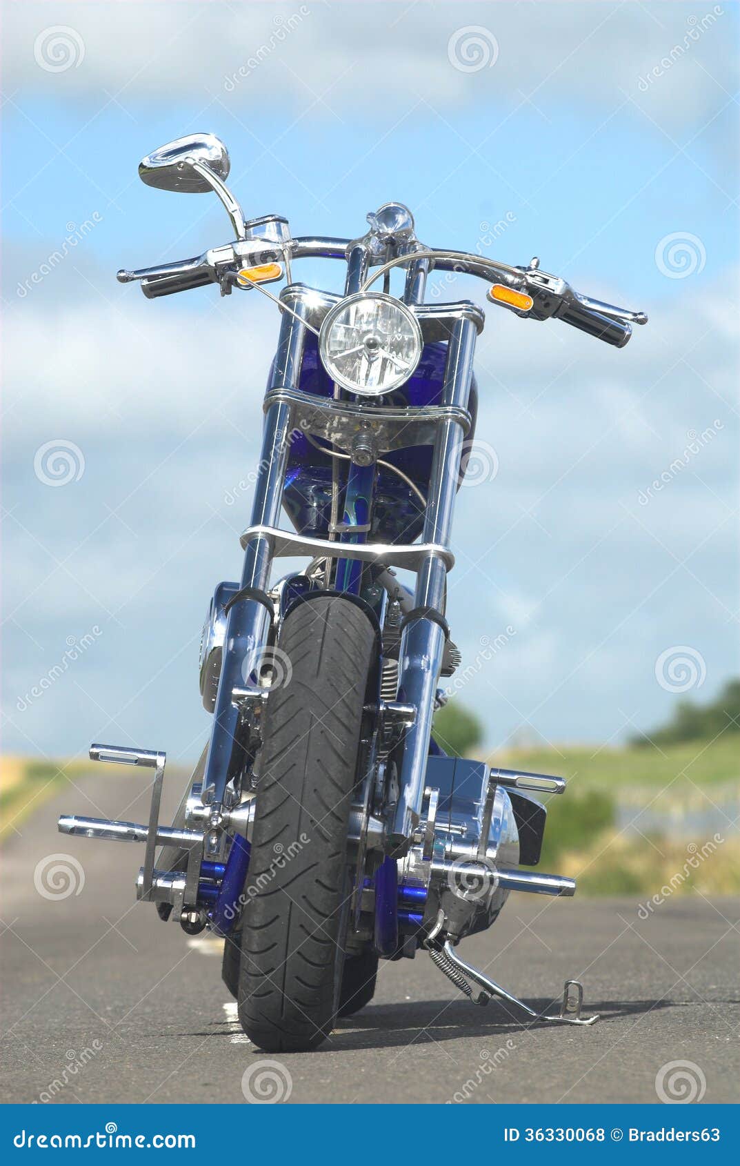 Blue chopper stock photo. Image of view, front, chopper - 36330068
