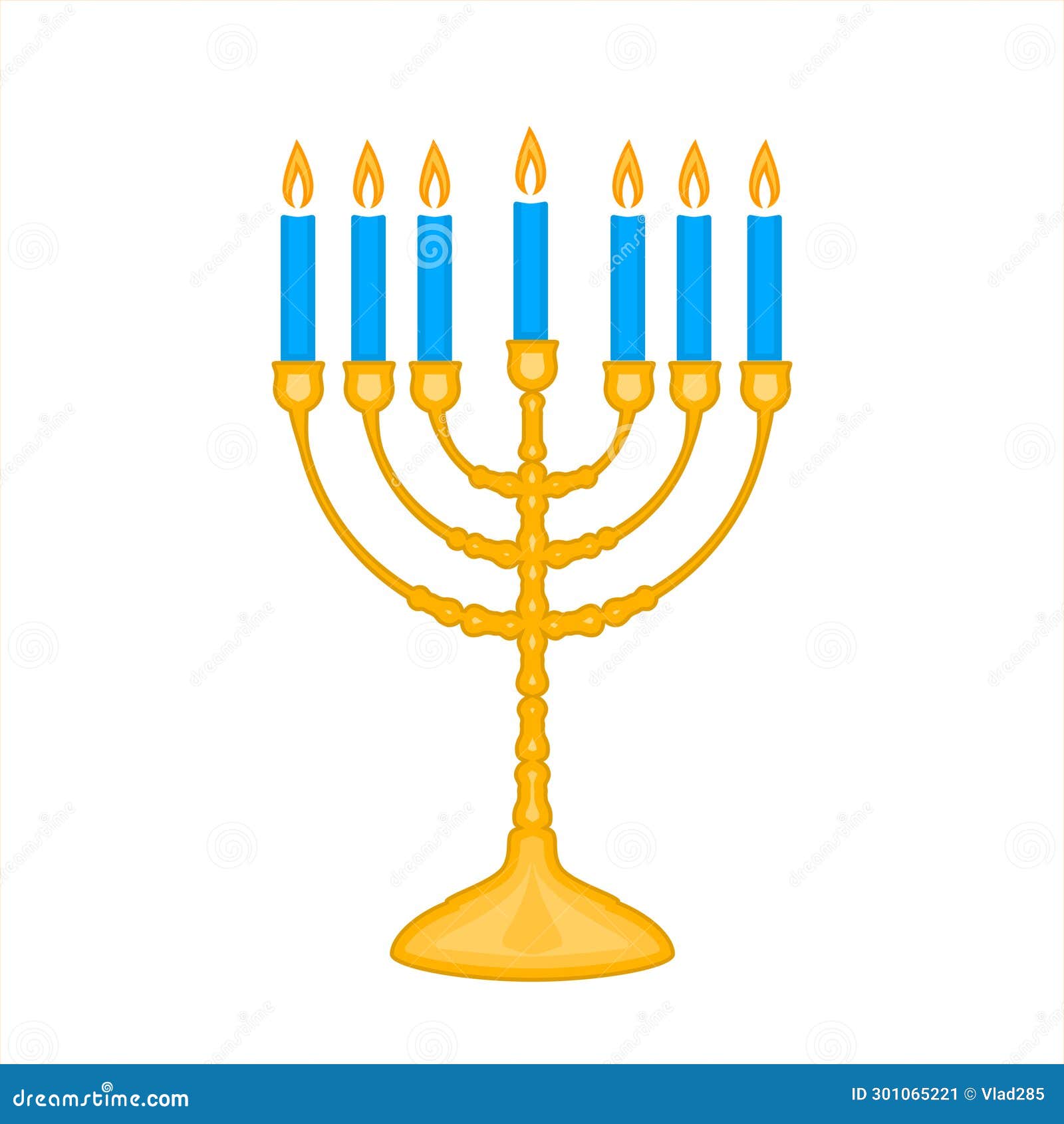Menorah Flat Design Isolated on White Background. Stock Vector ...