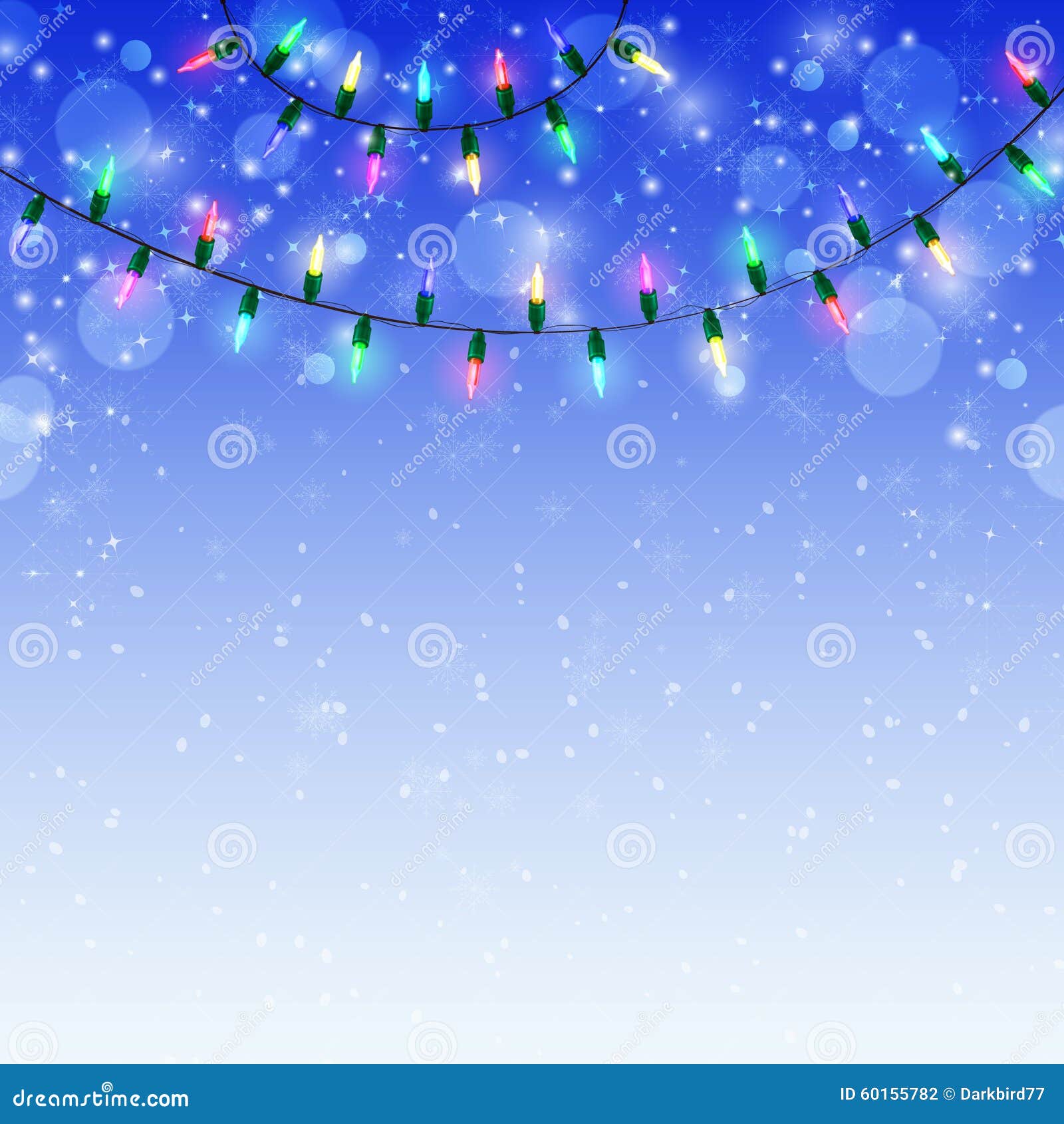 Blue Christmas Background with Shining Colorful Lights Stock ...