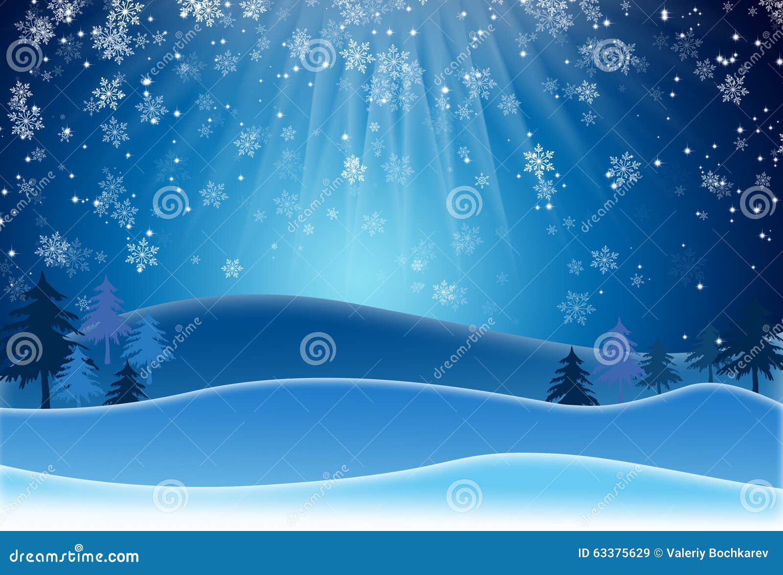Blue Christmas Background with Snowflakes. Raster Version Stock ...