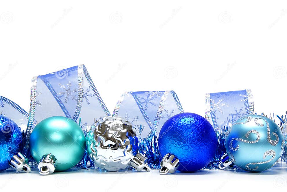 Blue Christmas Baubles stock photo. Image of border, closeup - 22008878