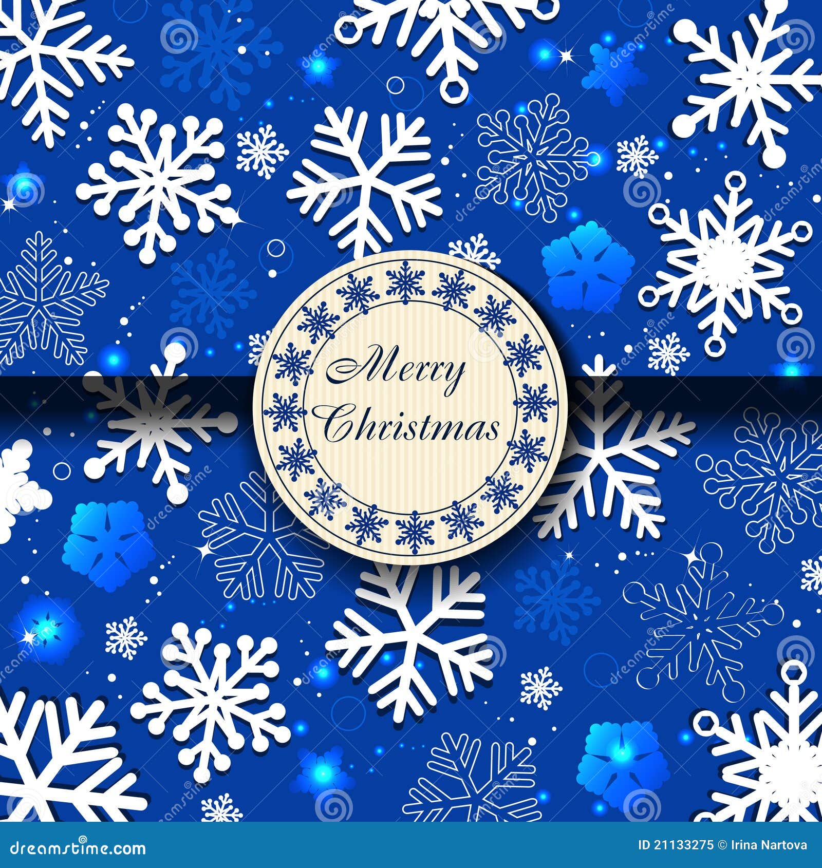 Blue Christmas Card with Snowflakes Stock Vector - Illustration of ...