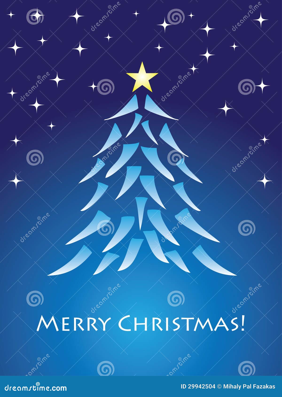 Blue Christmas Card with Tree Stock Vector - Illustration of smooth ...