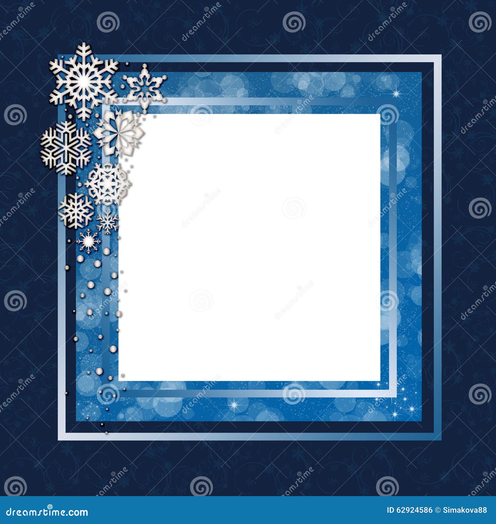 Blue Christmas Frame with Snowflakes Stock Illustration - Illustration ...