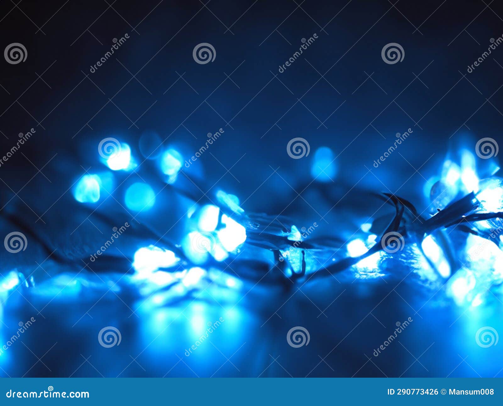 Blue Christmas Lights on Dark Background Stock Illustration ...