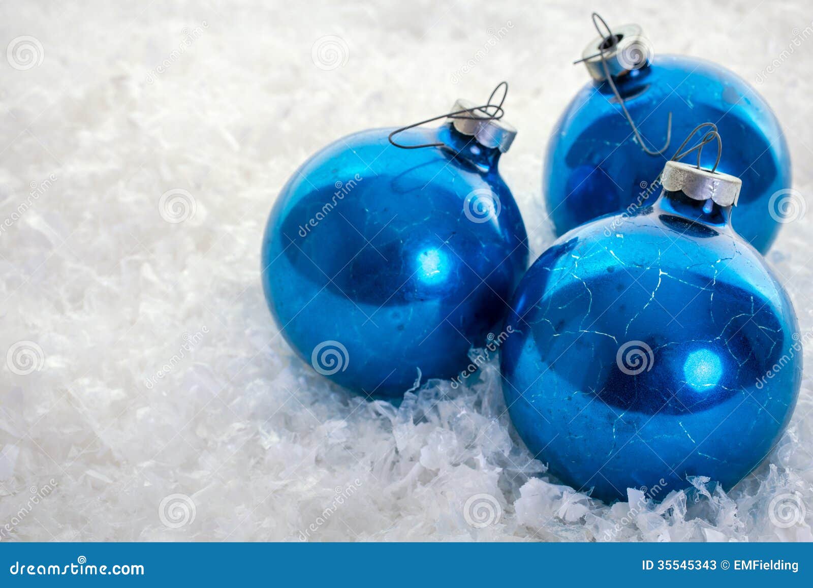 Blue Christmas Ornaments on Snow Stock Image - Image of balls, view ...
