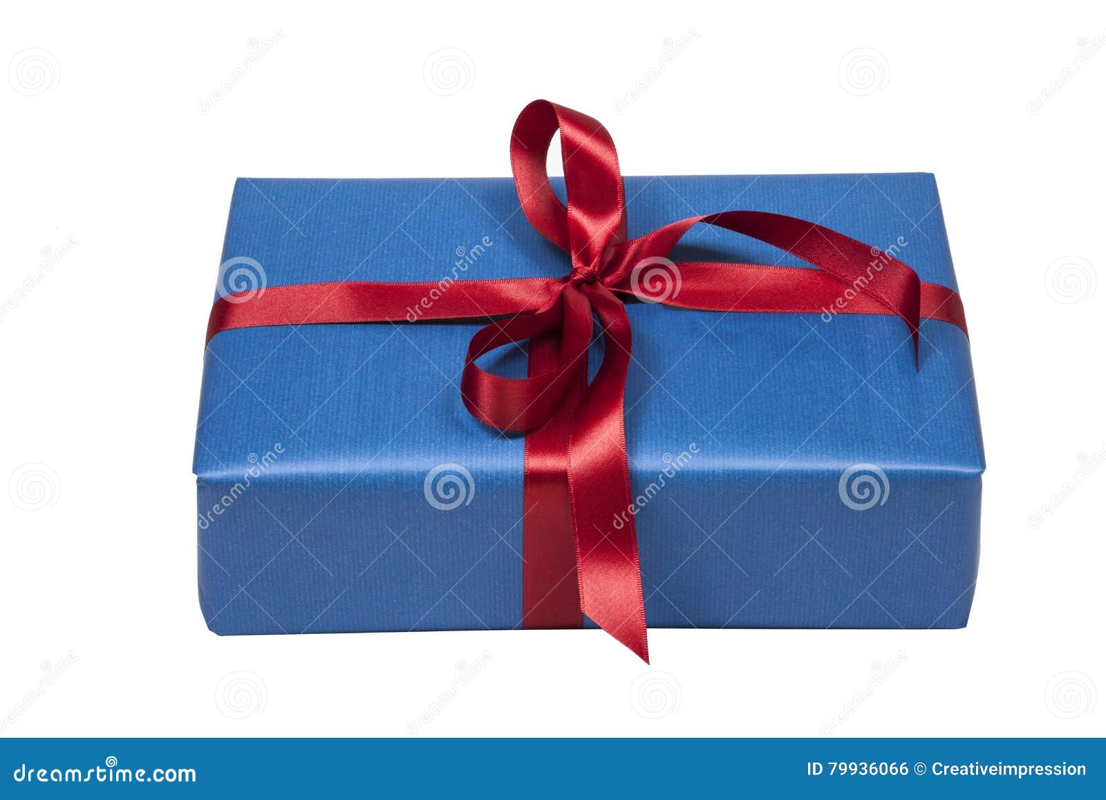 Blue Christmas Present on White Stock Photo - Image of deco, single ...