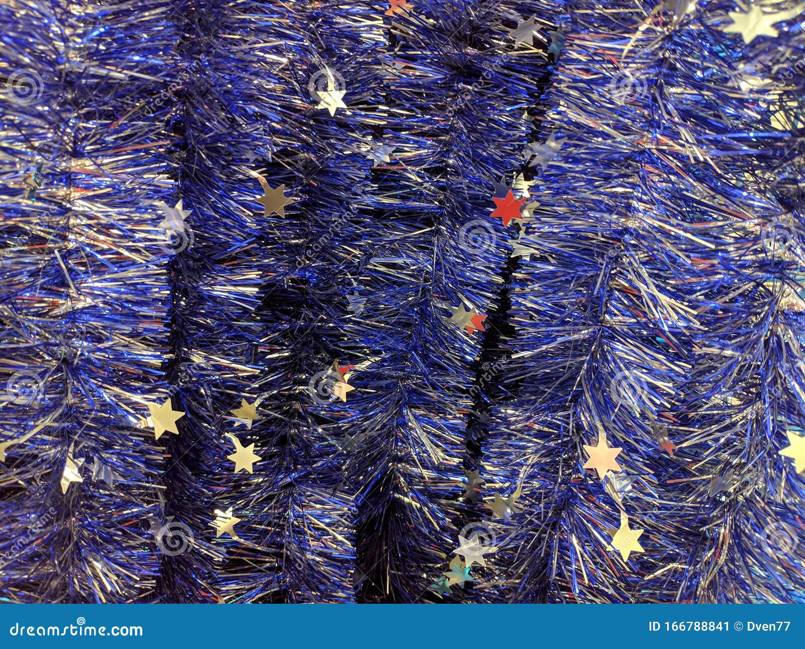Blue Christmas Tinsel. Multi-colored Decorations for the Celebration of ...