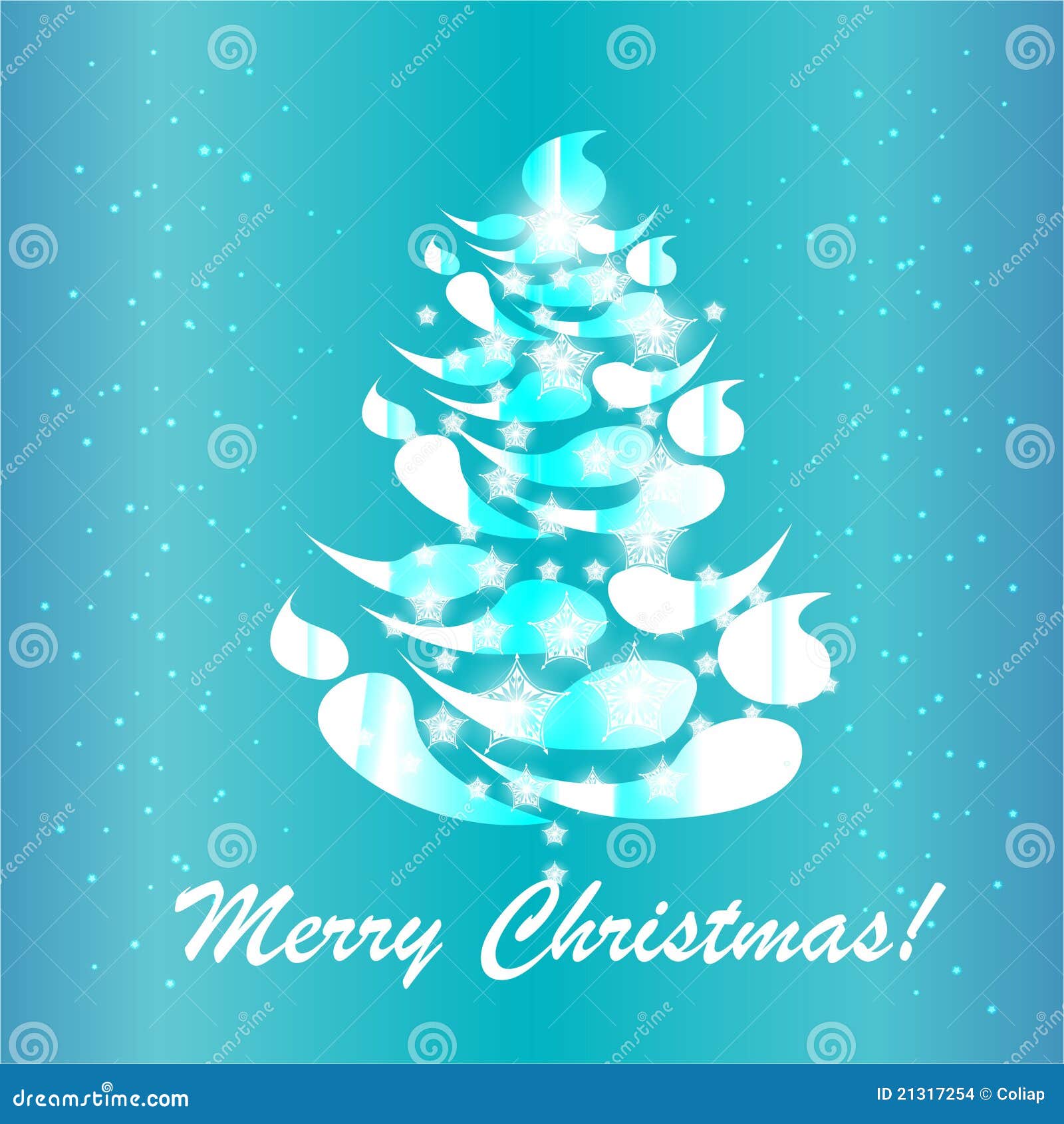 Blue christmas tree card stock vector. Illustration of snow - 21317254