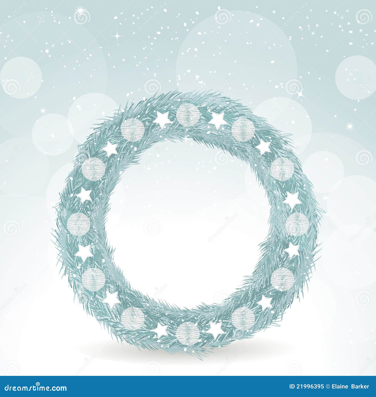 Blue Christmas Wreath Background Stock Vector - Illustration of baubles ...