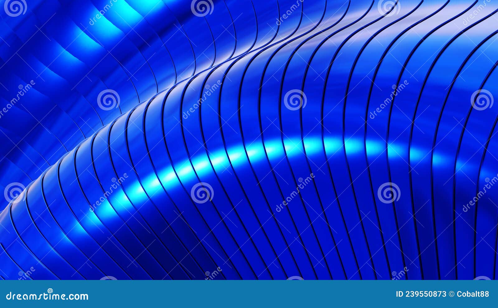 Blue Chrome Background, 3D Shiny Striped Texture Stock Illustration ...