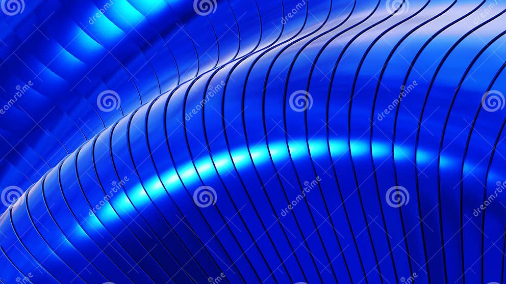 Blue Chrome Background, 3D Shiny Striped Texture Stock Illustration ...