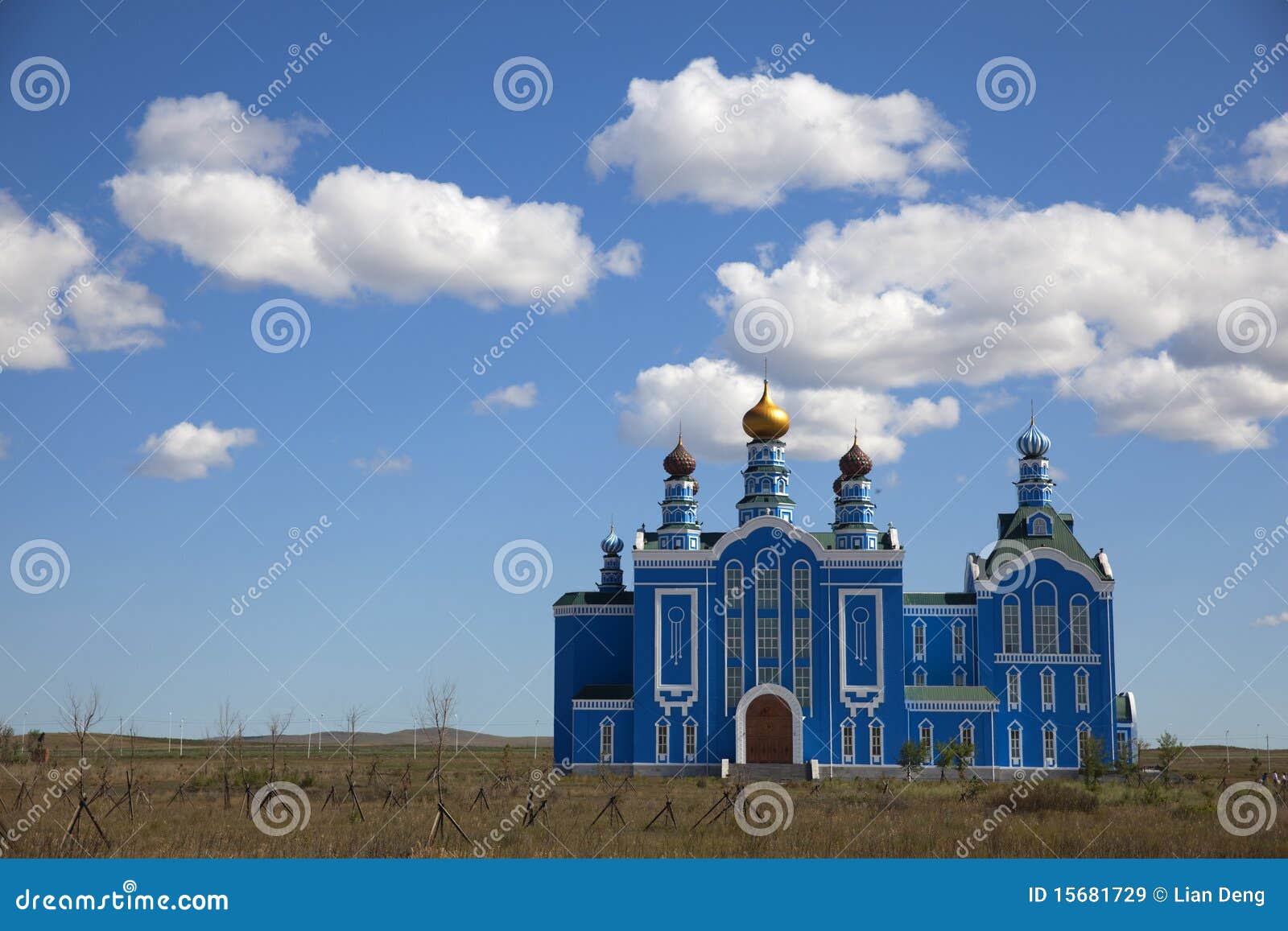 Blue church stock image. Image of outside, early, orthodox - 15681729