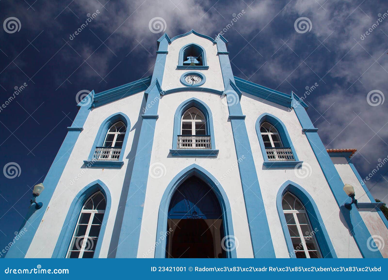 The blue church stock image. Image of building, island - 23421001