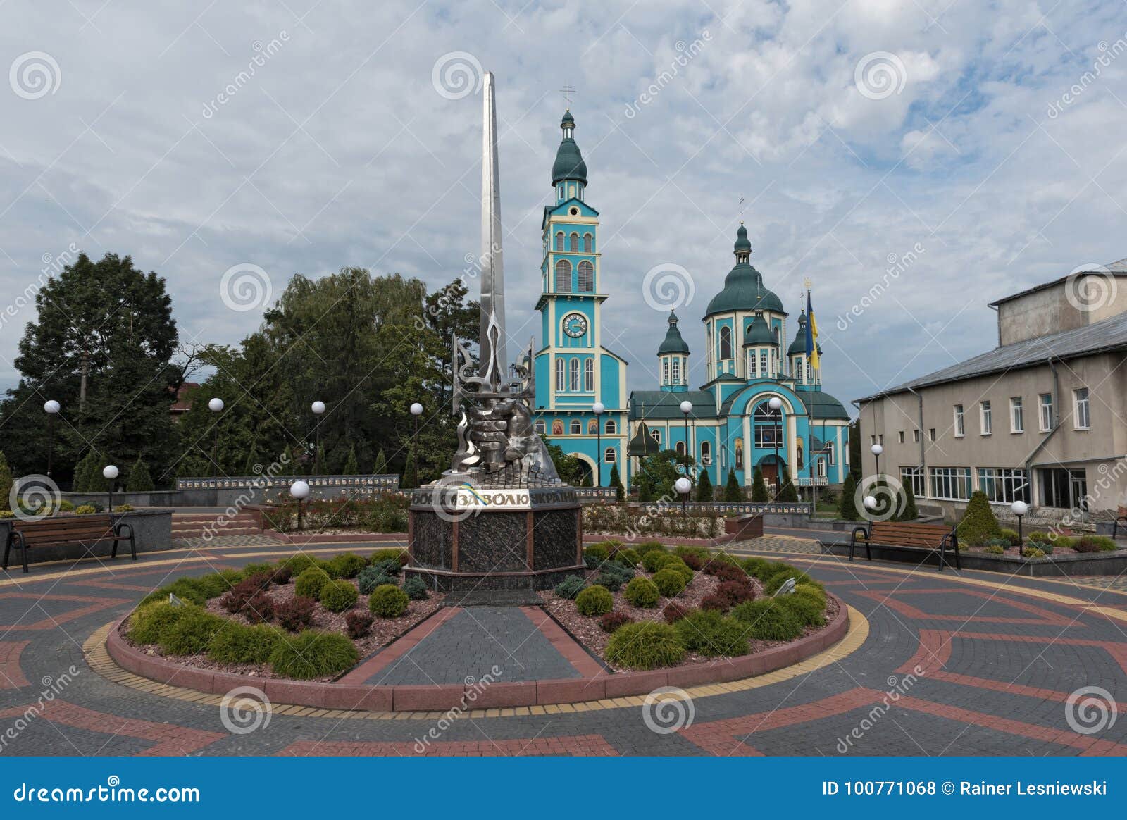 The Blue Church Mostyska, Ukraine Editorial Stock Photo - Image of ...