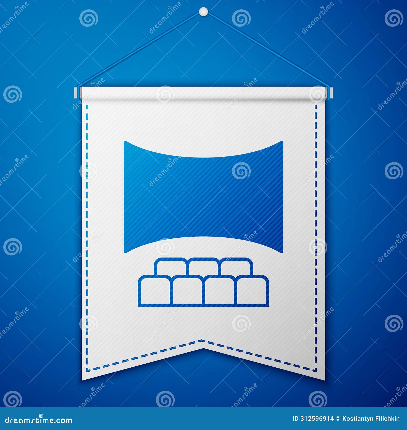Blue Cinema Auditorium with Screen Icon Isolated on Blue Background ...