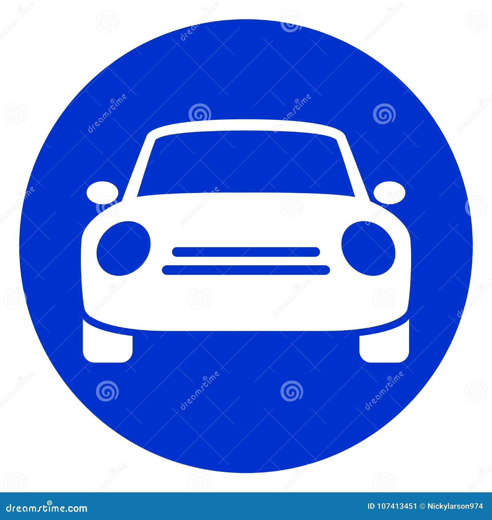 Blue circle car icon stock vector. Illustration of silhouette - 107413451