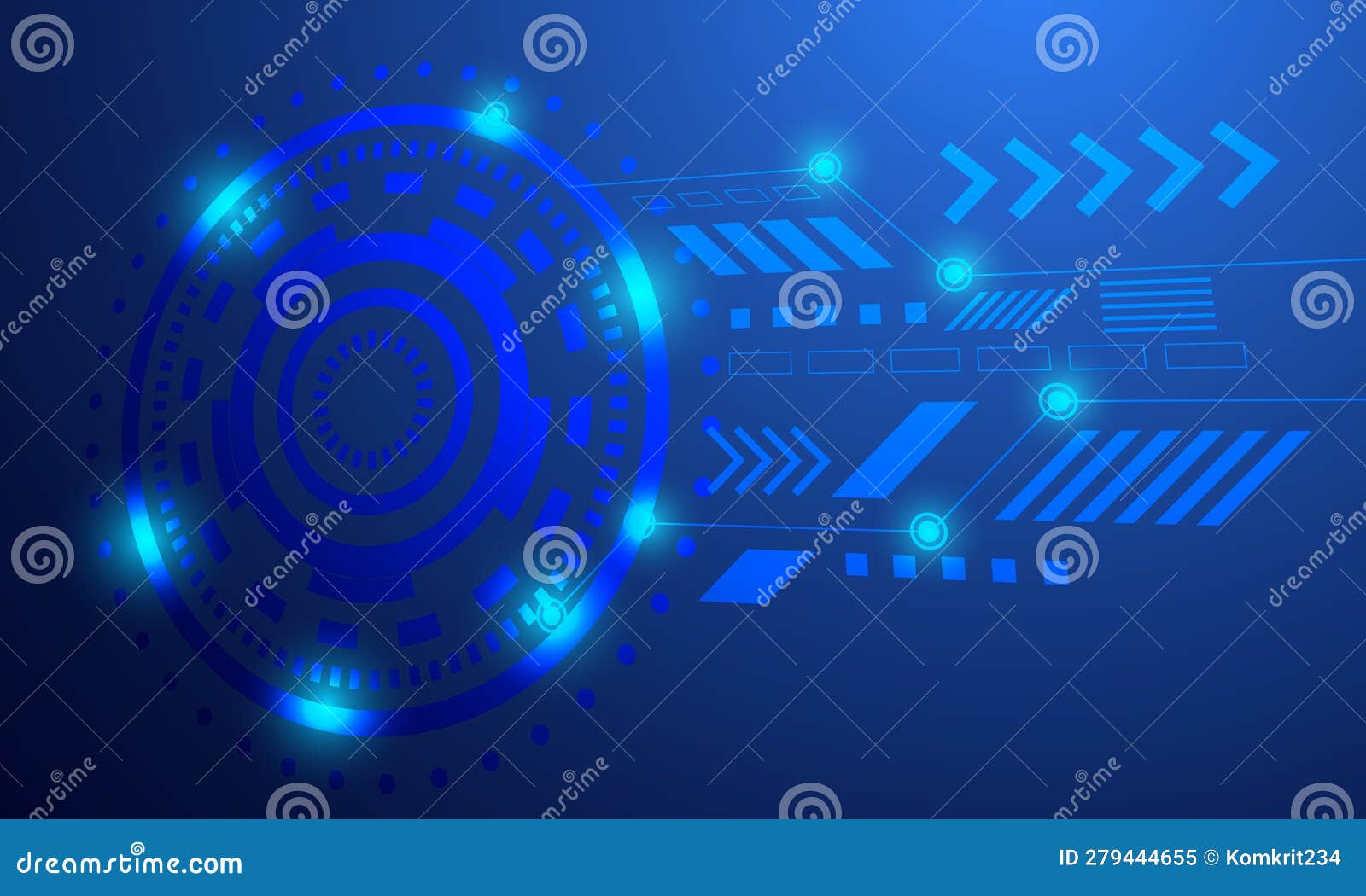 Blue Circle Circuit Technology Hi Tech Abstract Background for Artwork ...