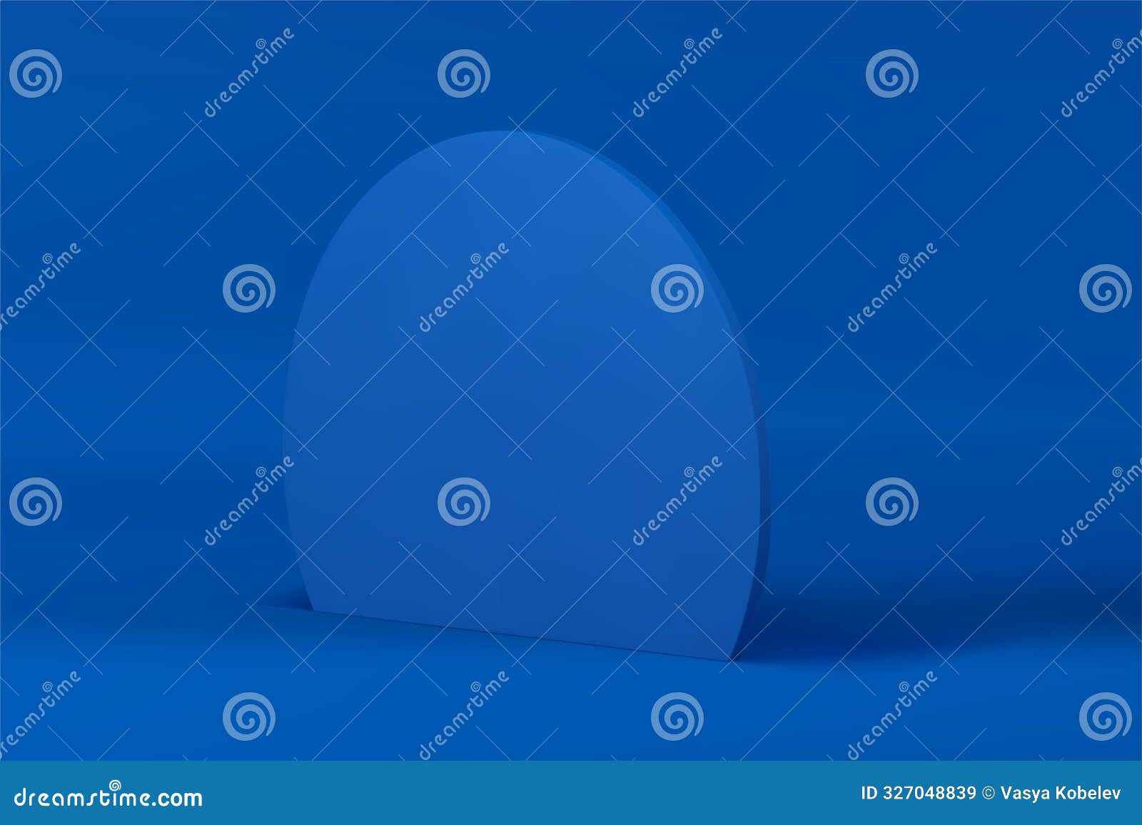 Blue Circle 3d Wall Vertical Stand Platform Empty Showroom Space Studio ...