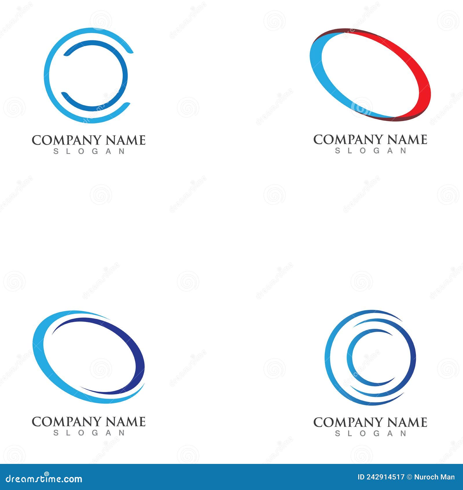 Blue Circle Ellipse Logo Design. Stock Vector - Illustration of ...