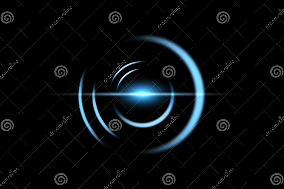 Blue Circle of Firework. Shining Lights in Motion on Black Sky. Ring of ...