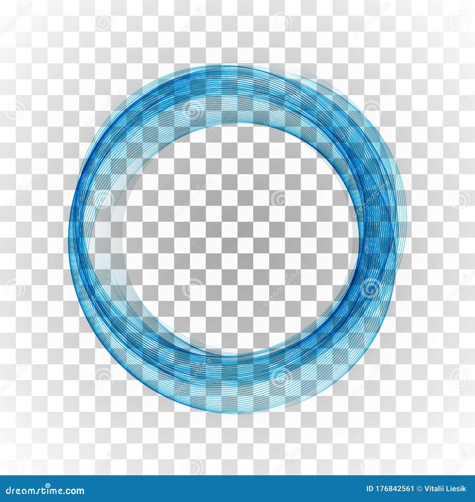 Blue Circle Frame. Abstract Flow of Transparent Vector Waves in the ...