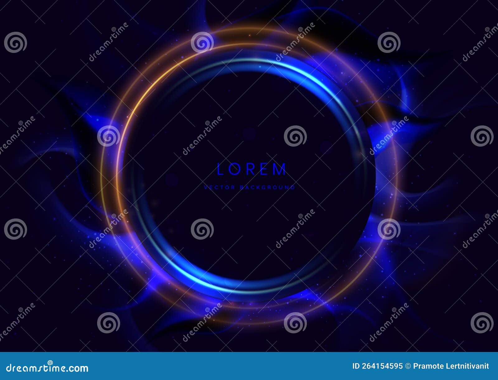Blue Circle Frame Luxury on Dark Blue Background with Flame Lighting ...