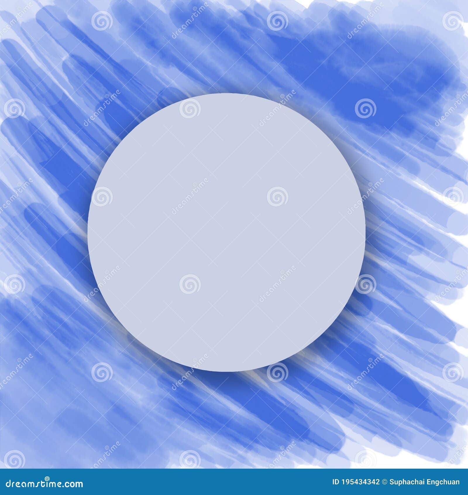 Blue Circle on Hand Drawing Blue Background Watercolor. Stock ...