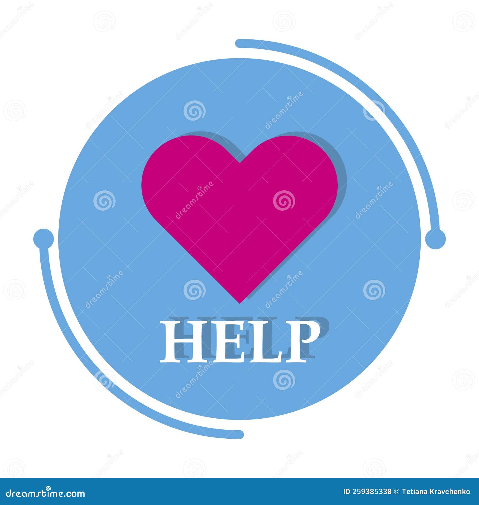 Blue Circle Help Heart. Medical Concept. Vector Illustration. Stock ...