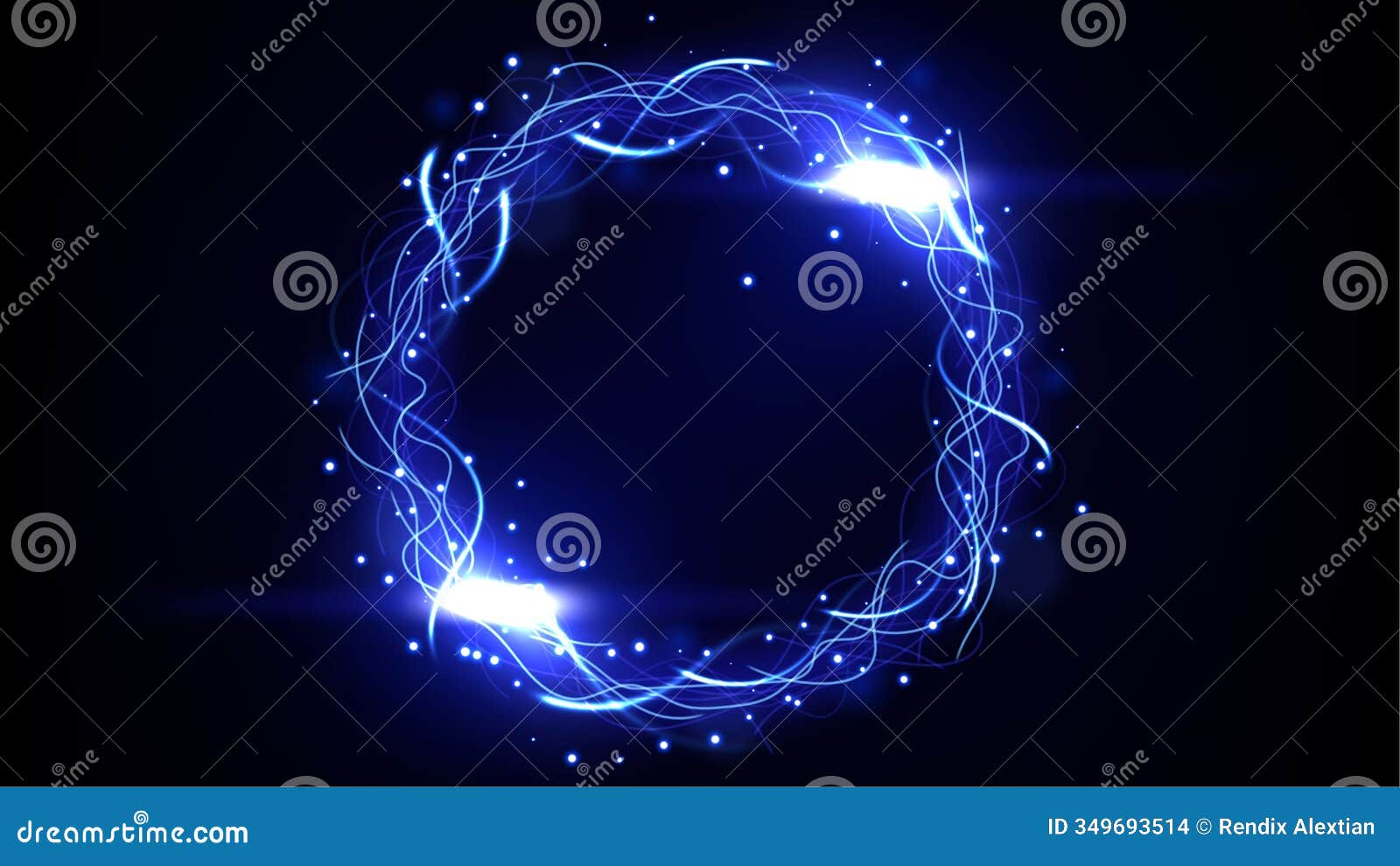 Blue Circle Lightning Ring with Sparks Effect, Widescreen Vector ...