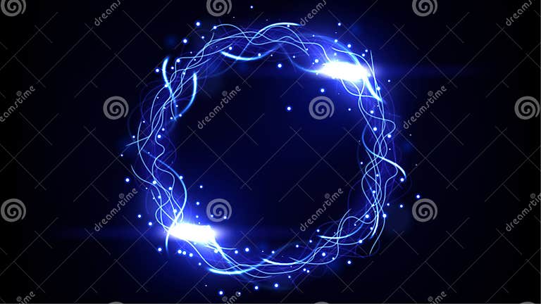 Blue Circle Lightning Ring with Sparks Effect, Widescreen Vector ...