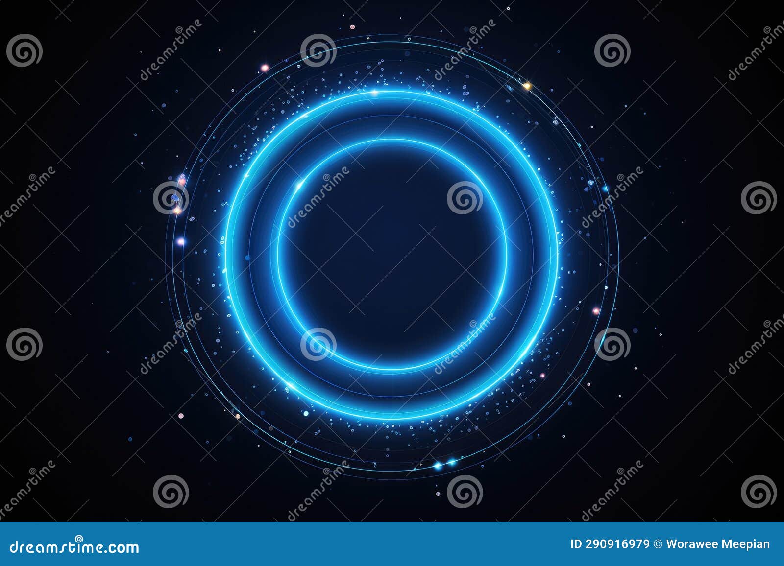 Blue Circle Line Abstract Background. Generative AI Stock Illustration ...