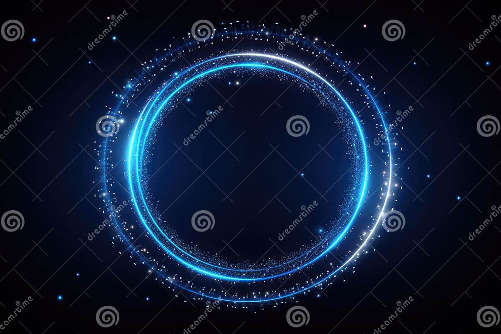 Blue Circle Line Abstract Background. Generative AI Stock Illustration ...