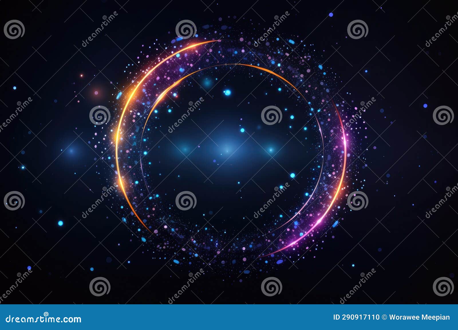 Blue Circle Line Abstract Background. Generative AI Stock Illustration ...