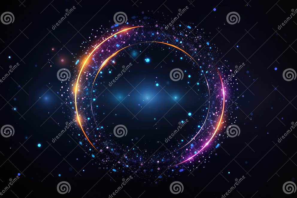 Blue Circle Line Abstract Background. Generative AI Stock Illustration ...