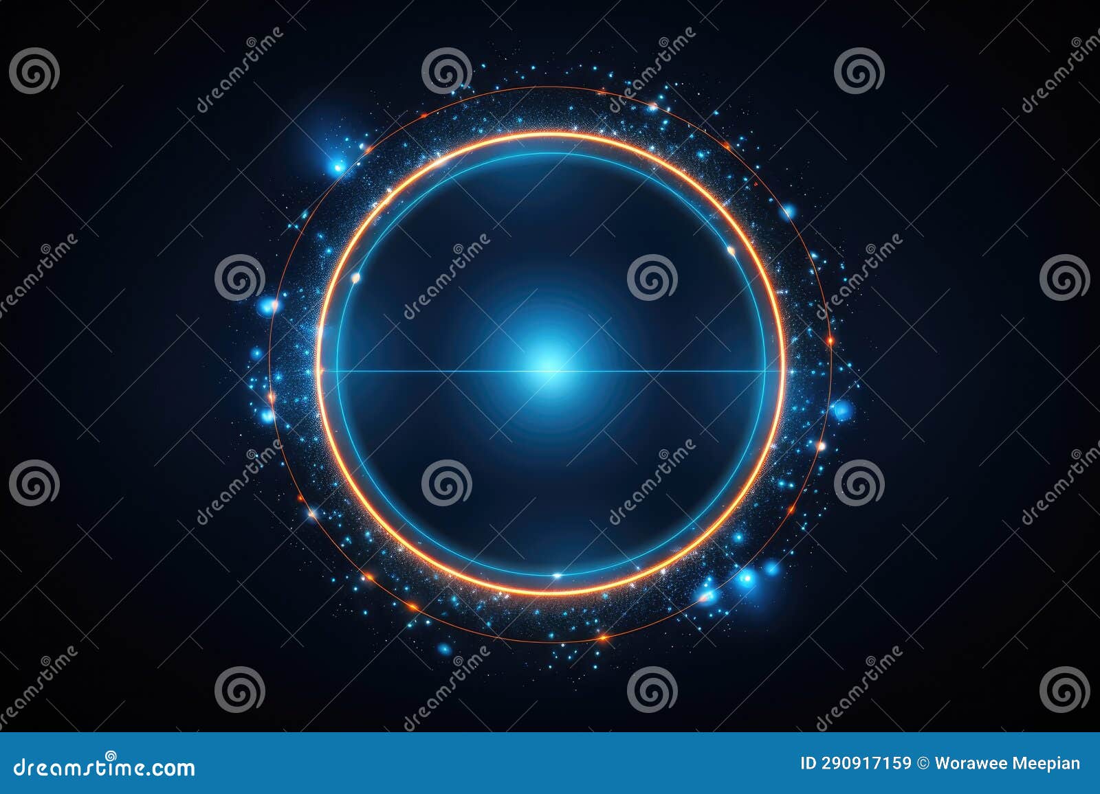 Blue Circle Line Abstract Background. Generative AI Stock Illustration ...