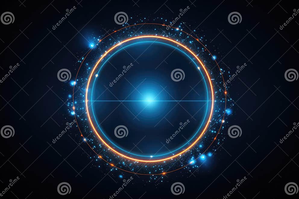 Blue Circle Line Abstract Background. Generative AI Stock Illustration ...