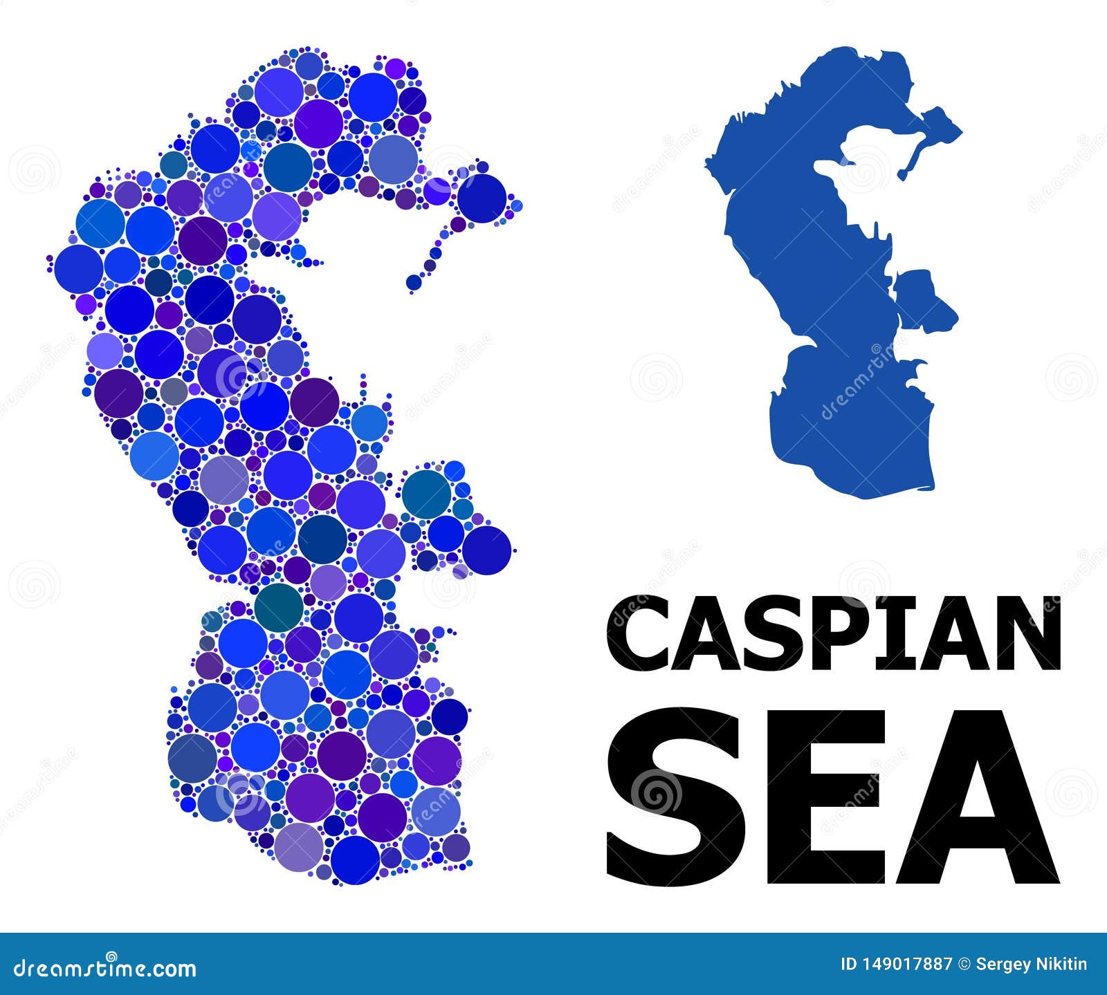 Blue Circle Mosaic Map of Caspian Sea Stock Illustration - Illustration ...