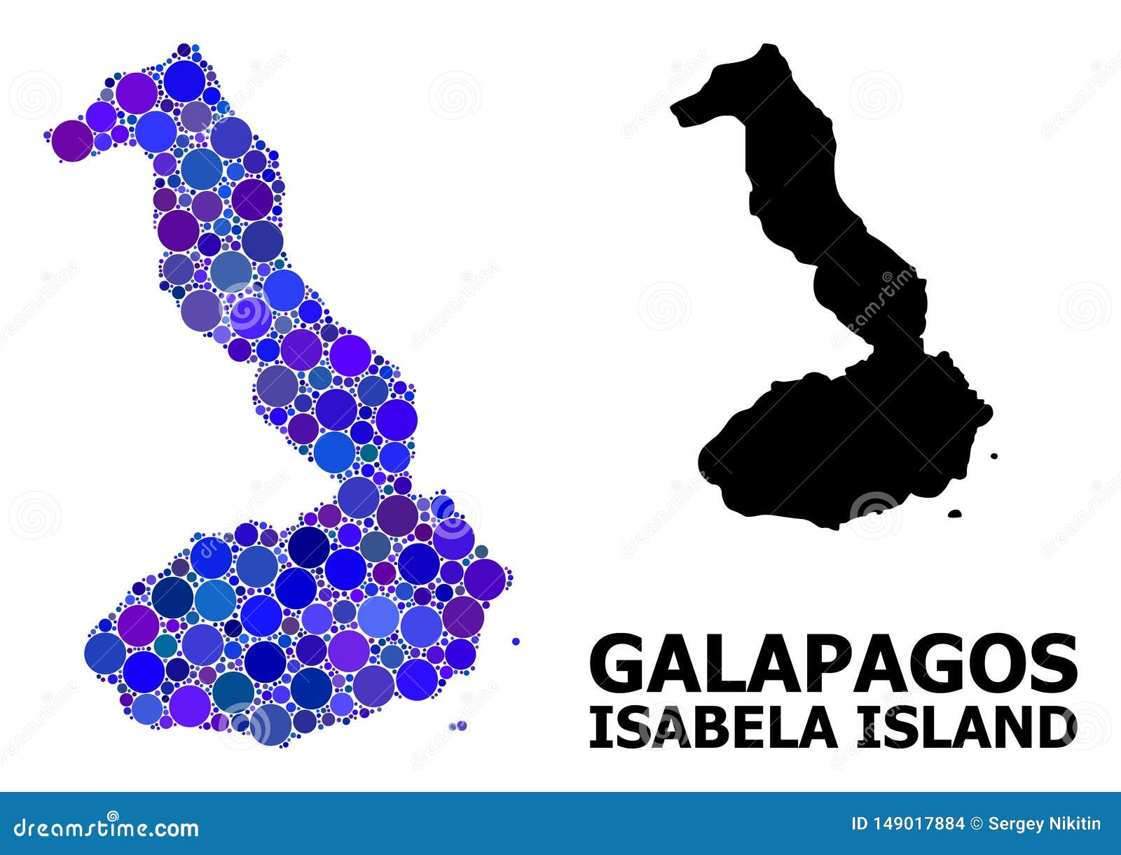 Blue Circle Mosaic Map of Galapagos - Isabela Island Stock Illustration ...