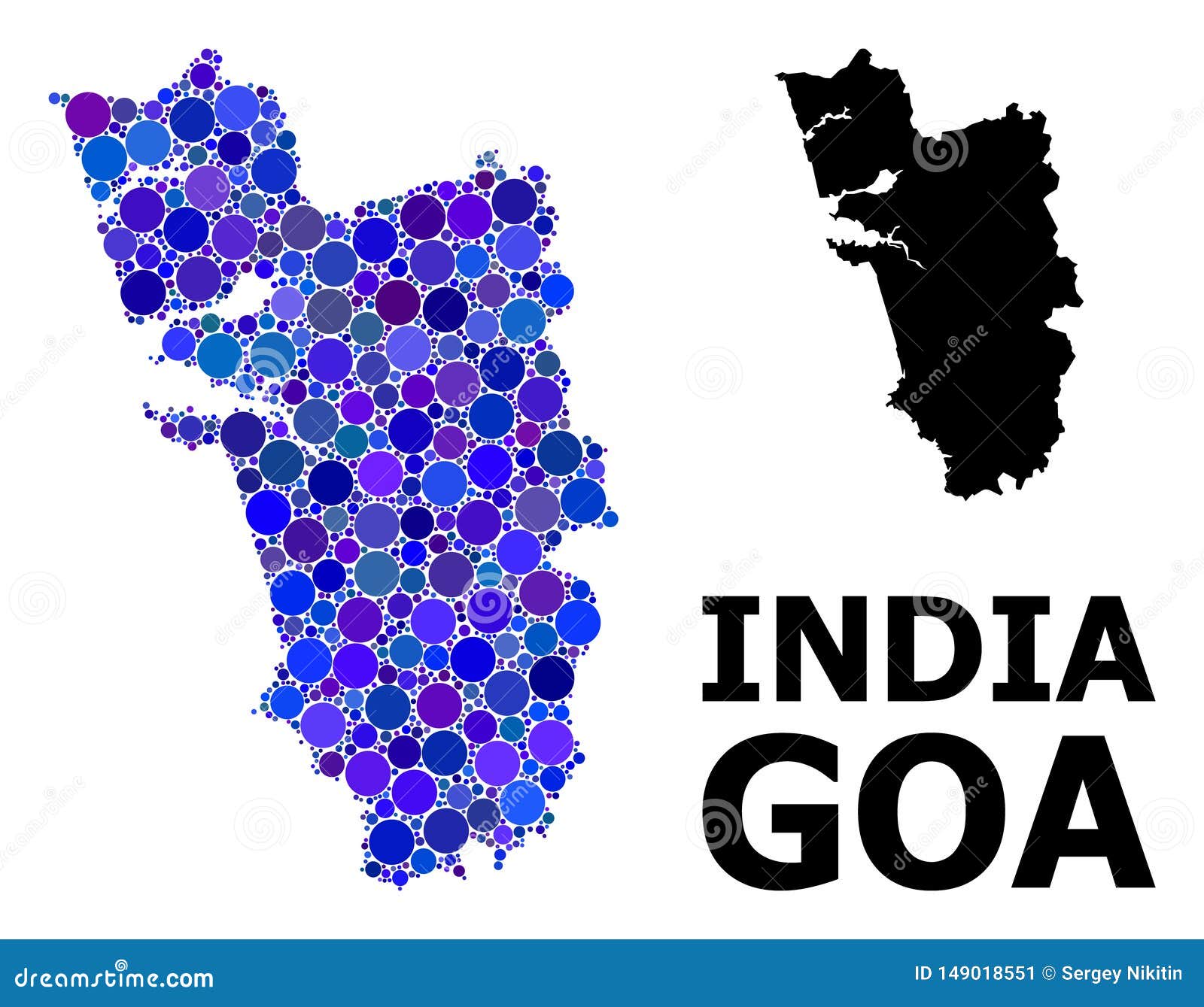 Blue Circle Mosaic Map of Goa State Stock Illustration - Illustration ...
