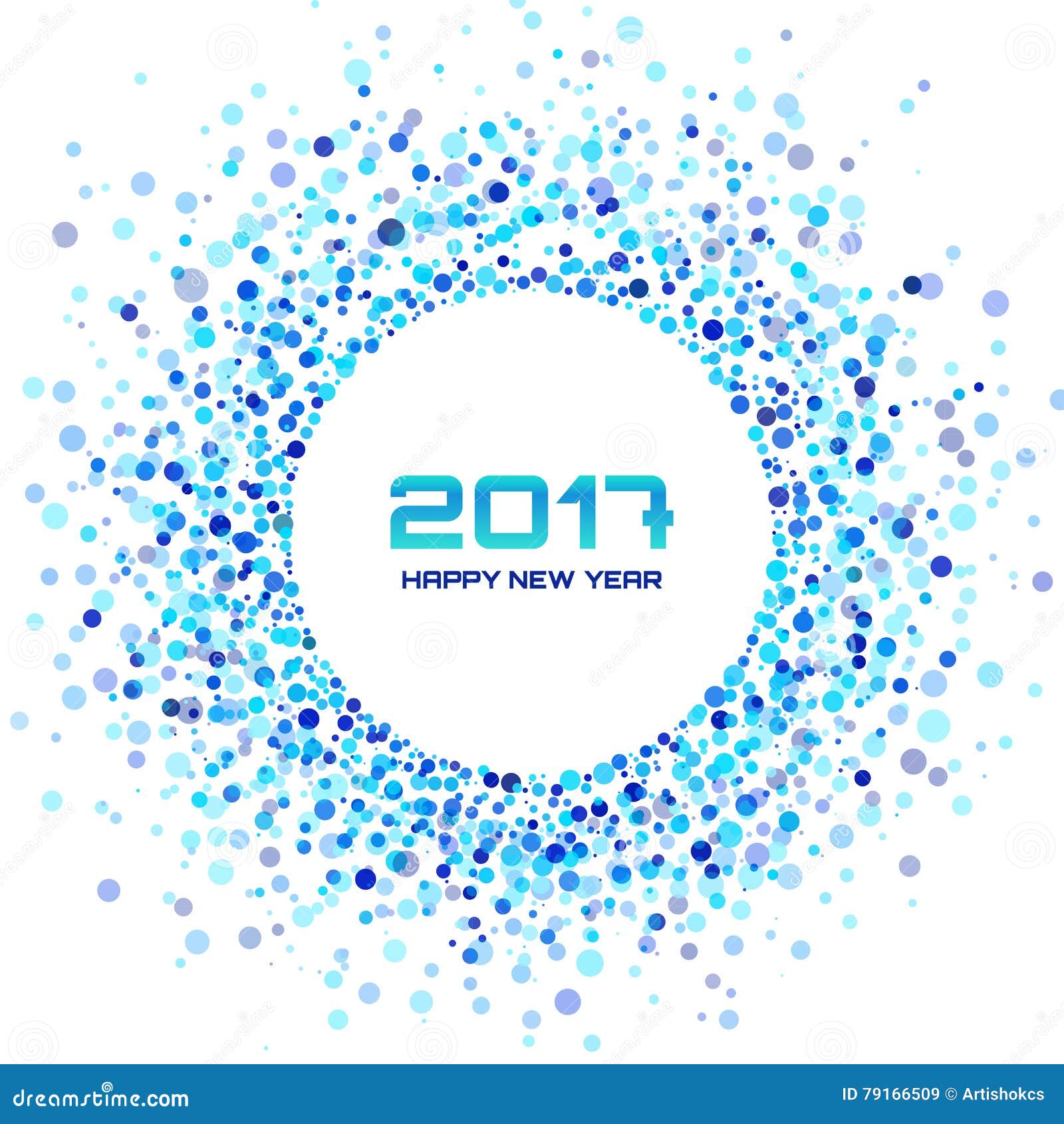 Blue Circle New Year 2017 Confetti Frame on White Background. Stock ...