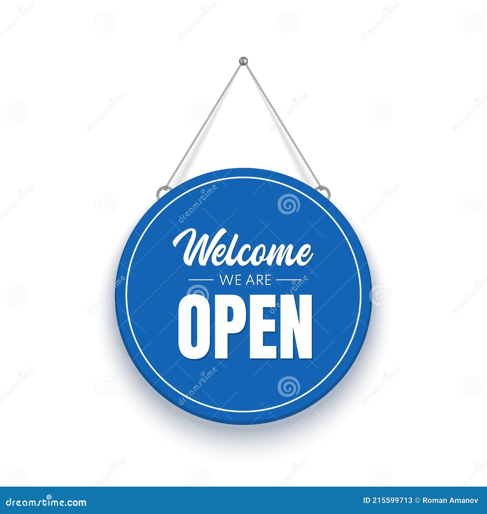 Blue Circle Open Signboard. Stock Vector - Illustration of advertising ...