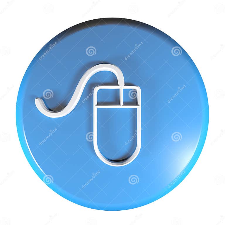 Blue Circle Push Button for MOUSE - 3D Rendering Illustration Stock ...