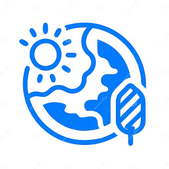 A Blue Circle with a Sun in the Middle and a Tree on the Right Stock ...