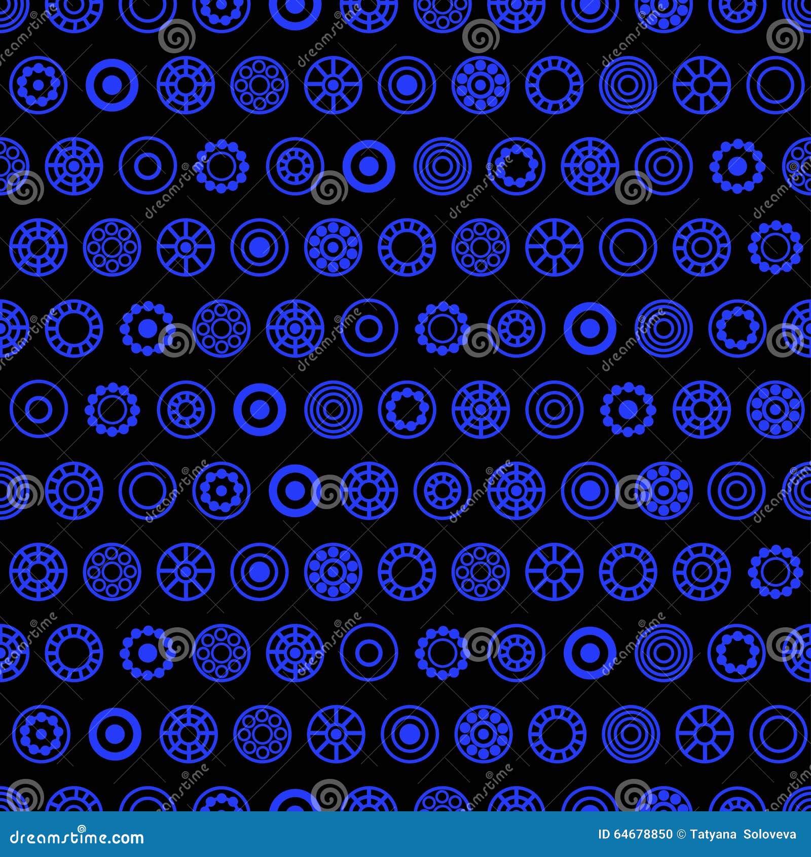 Blue Circle Vector Seamless Pattern. Stock Vector - Illustration of ...