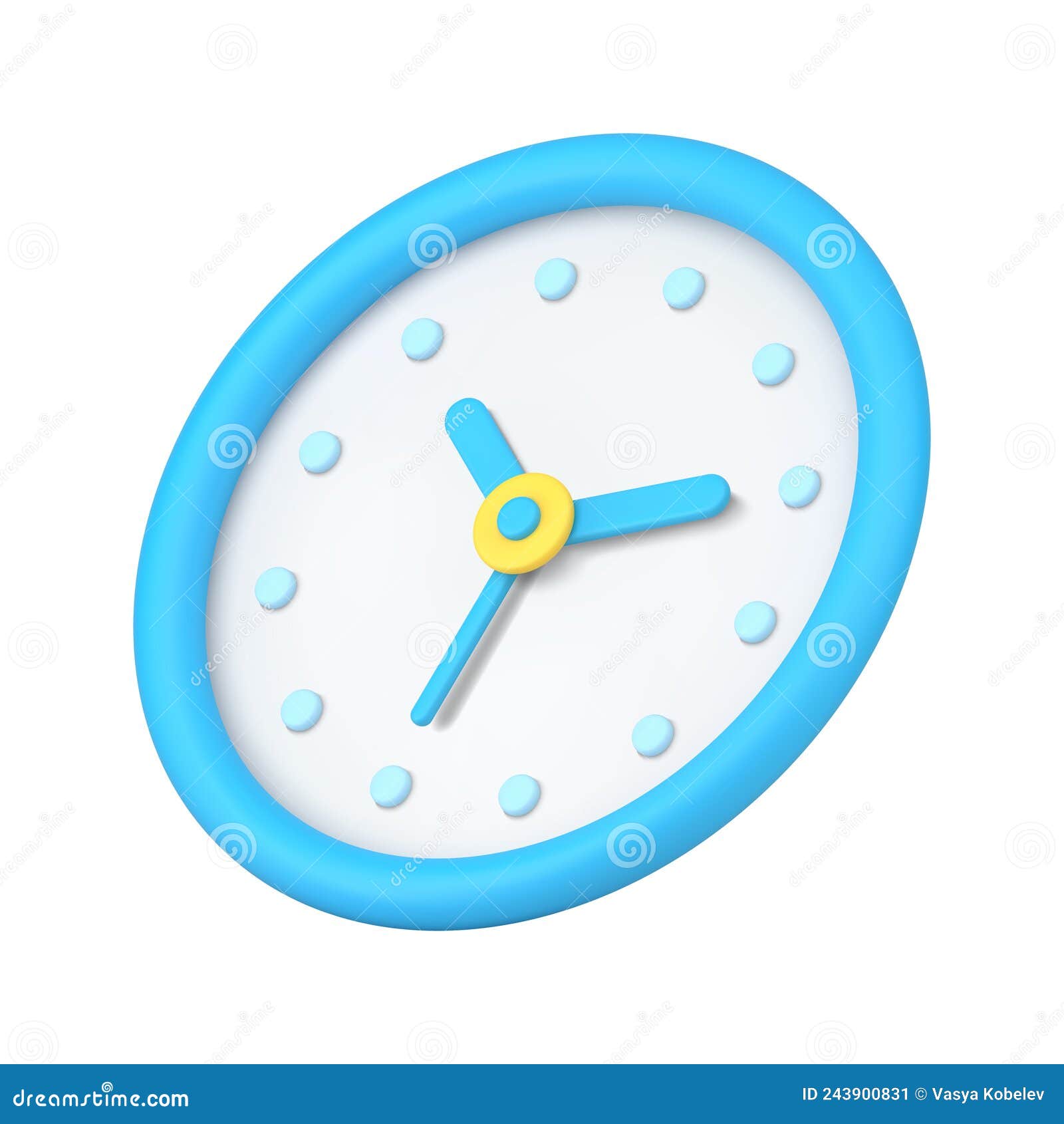 Blue Circle Wall Watch 3d Icon Vector Illustration Stock Vector ...