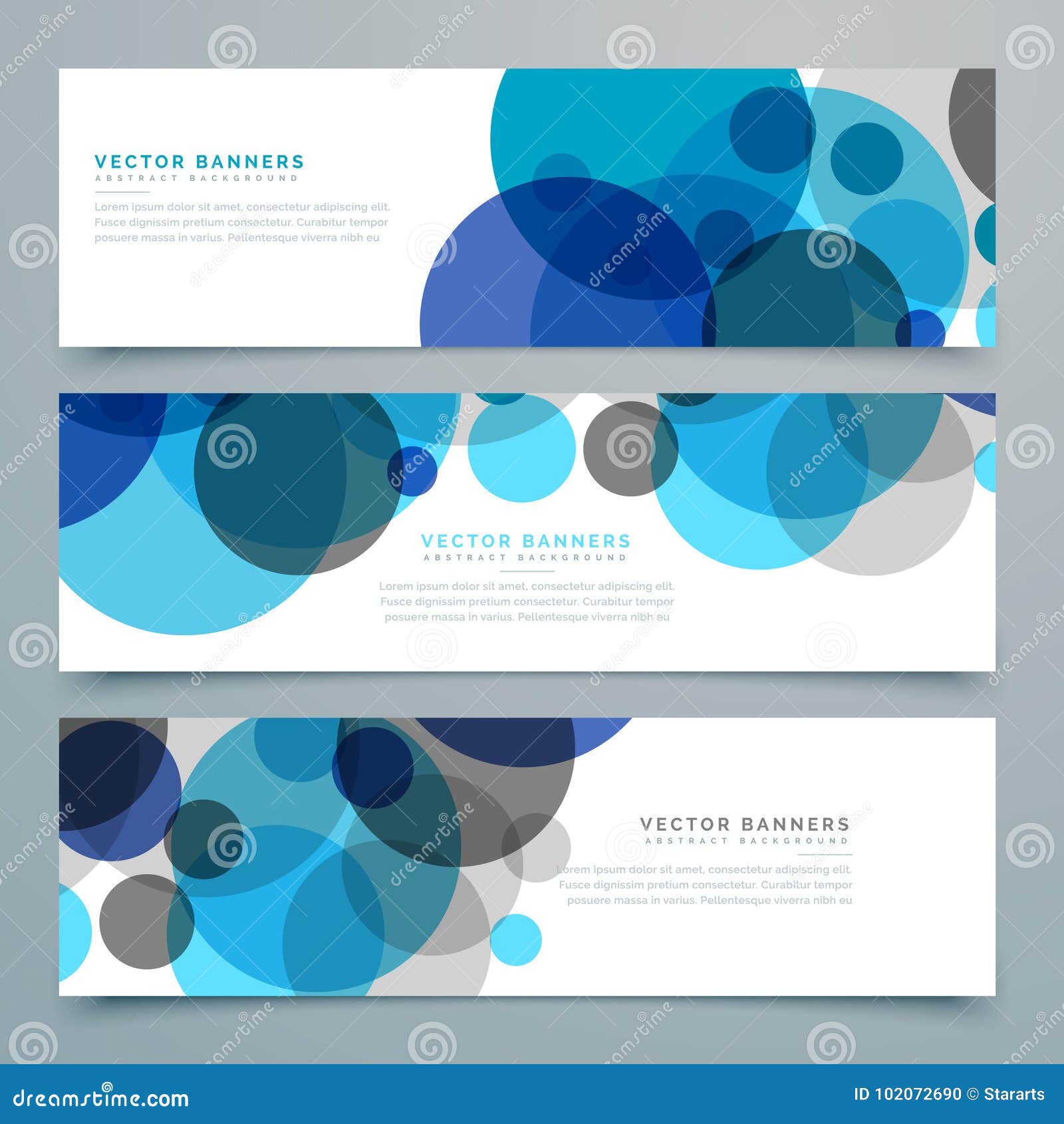 Blue Circles Vector Banners and Headers Set Stock Vector - Illustration ...