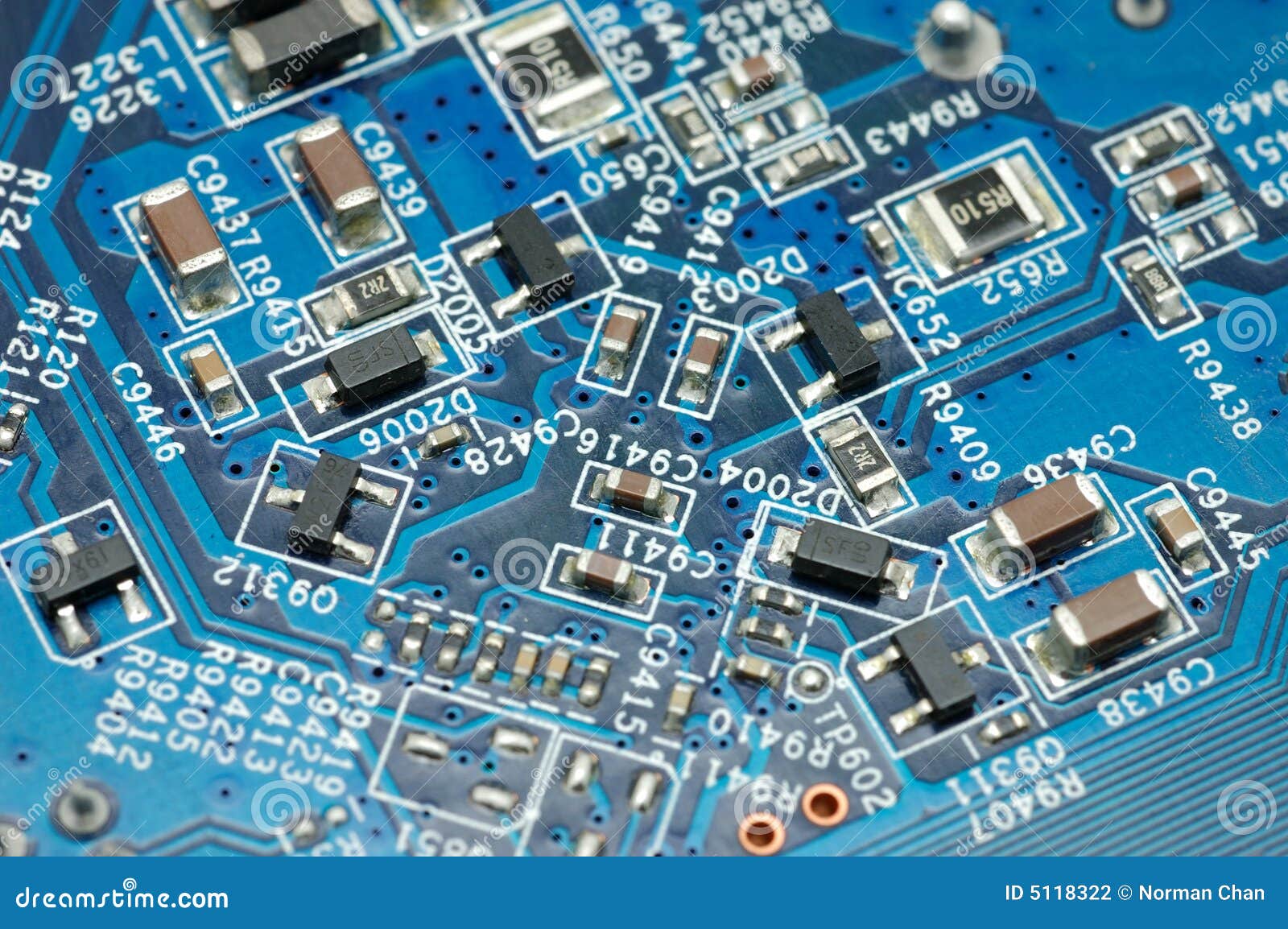 Blue circuit board stock photo. Image of board, closeup - 5118322
